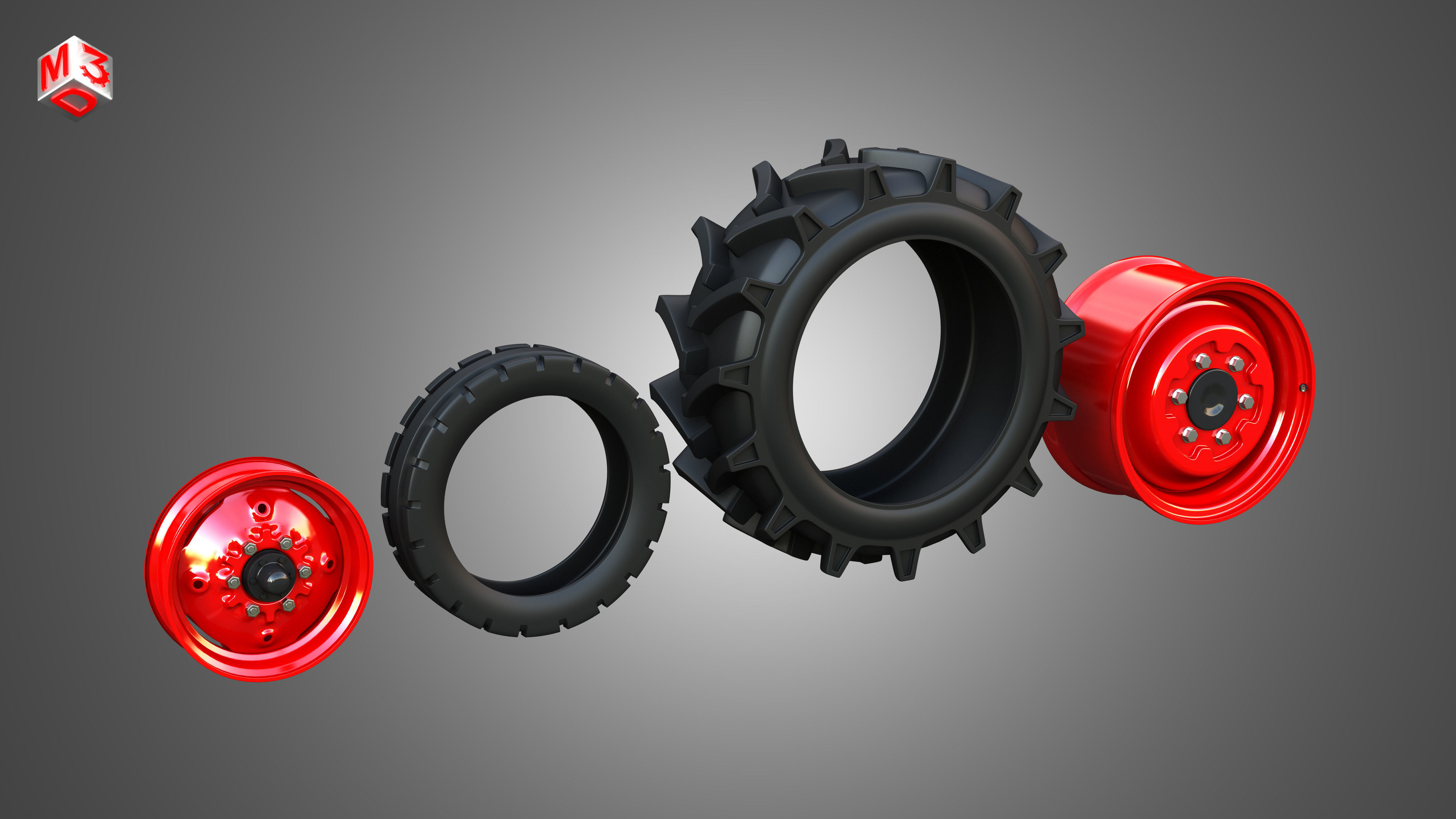475 DI XP Plus Tractor Wheels and Tires -3d Print File Available 3D ...