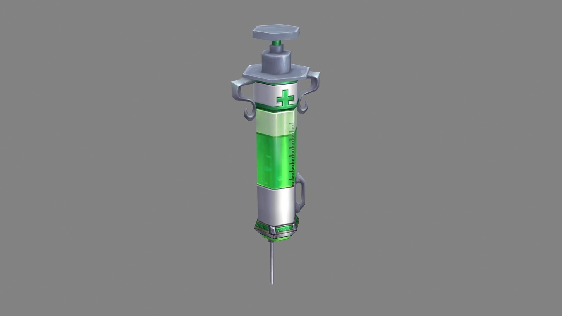 3D model Cartoon syringe - green VR / AR / low-poly | CGTrader