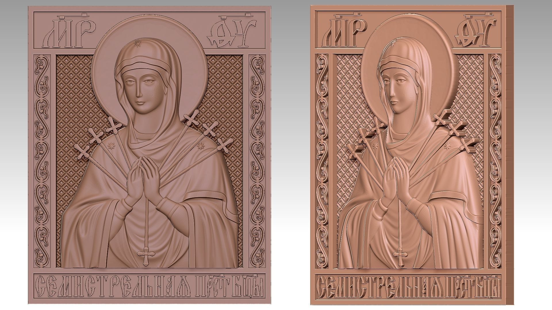Virgin Mary of the Seven Arrows - Our Lady of Sorrows Relief 3D model ...