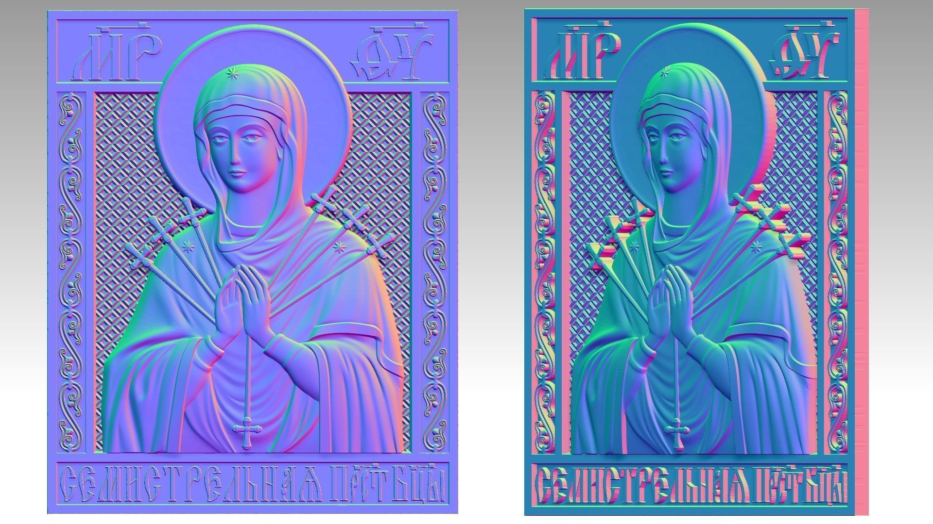Virgin Mary of the Seven Arrows - Our Lady of Sorrows Relief 3D model ...