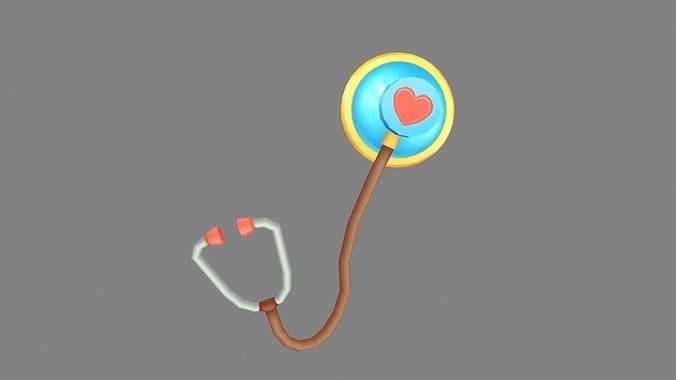 3D model Cartoon stethoscope - medical instrument VR / AR / low-poly ...