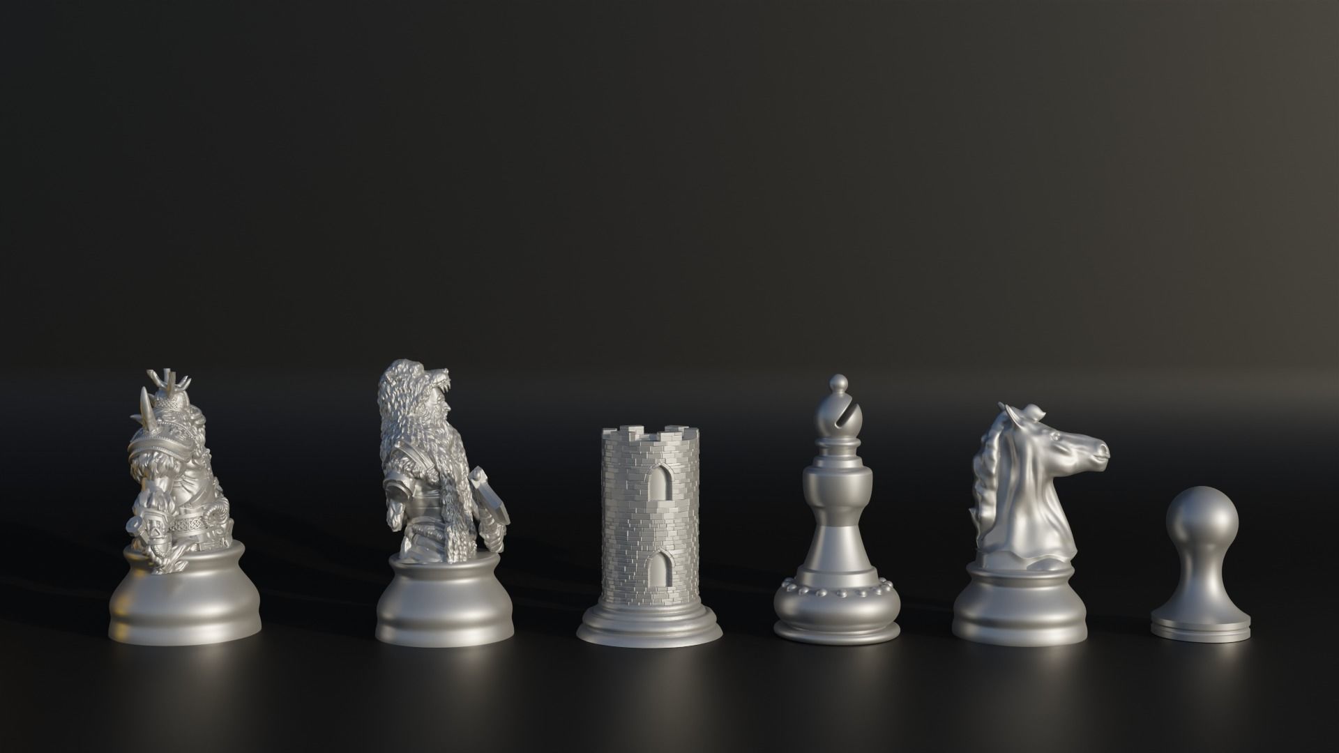 Vikings Character Figure Chess Set - 8 Different Pieces 3D model 3D ...