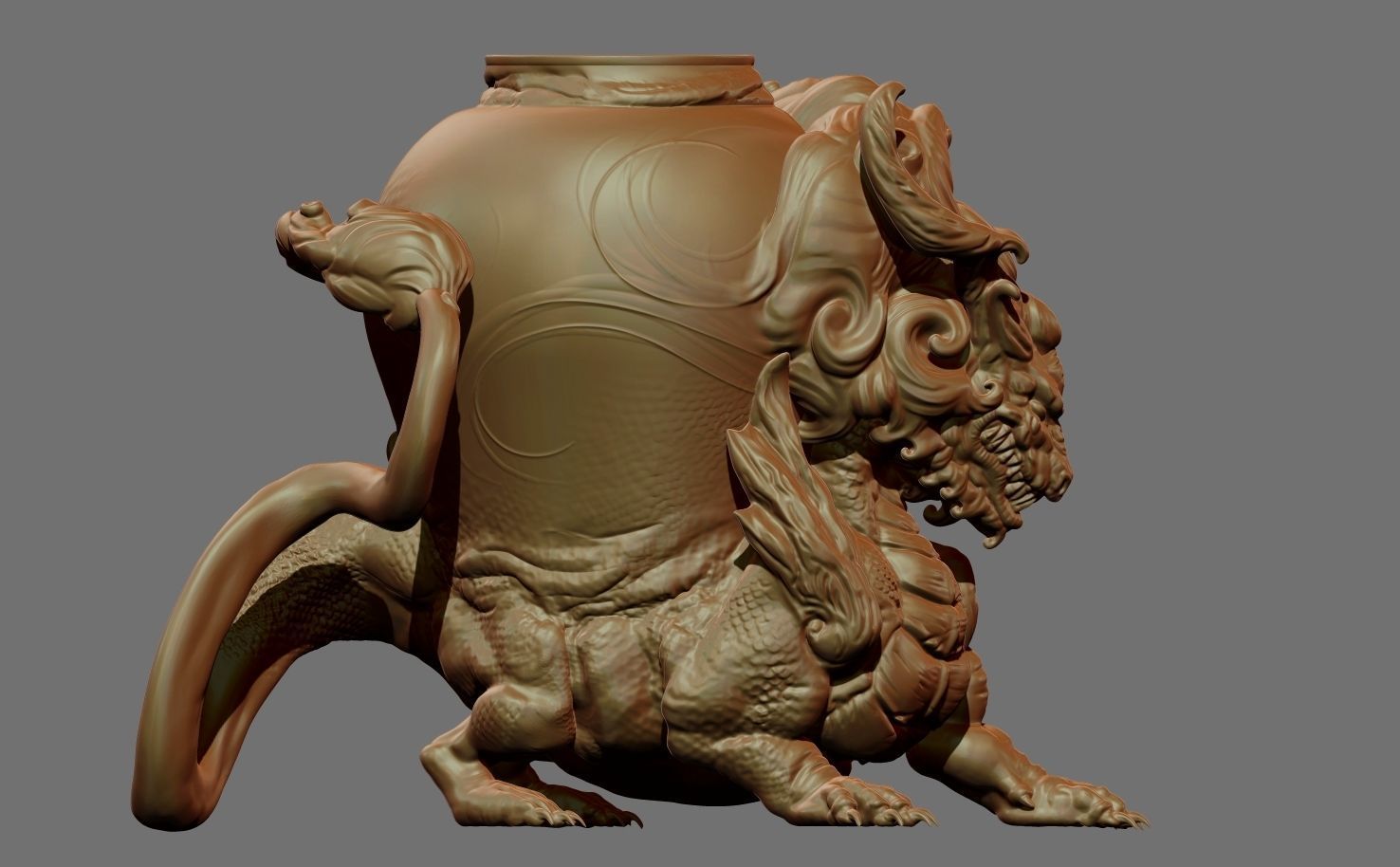 Chinese-dragon pot 3D model 3D printable | CGTrader