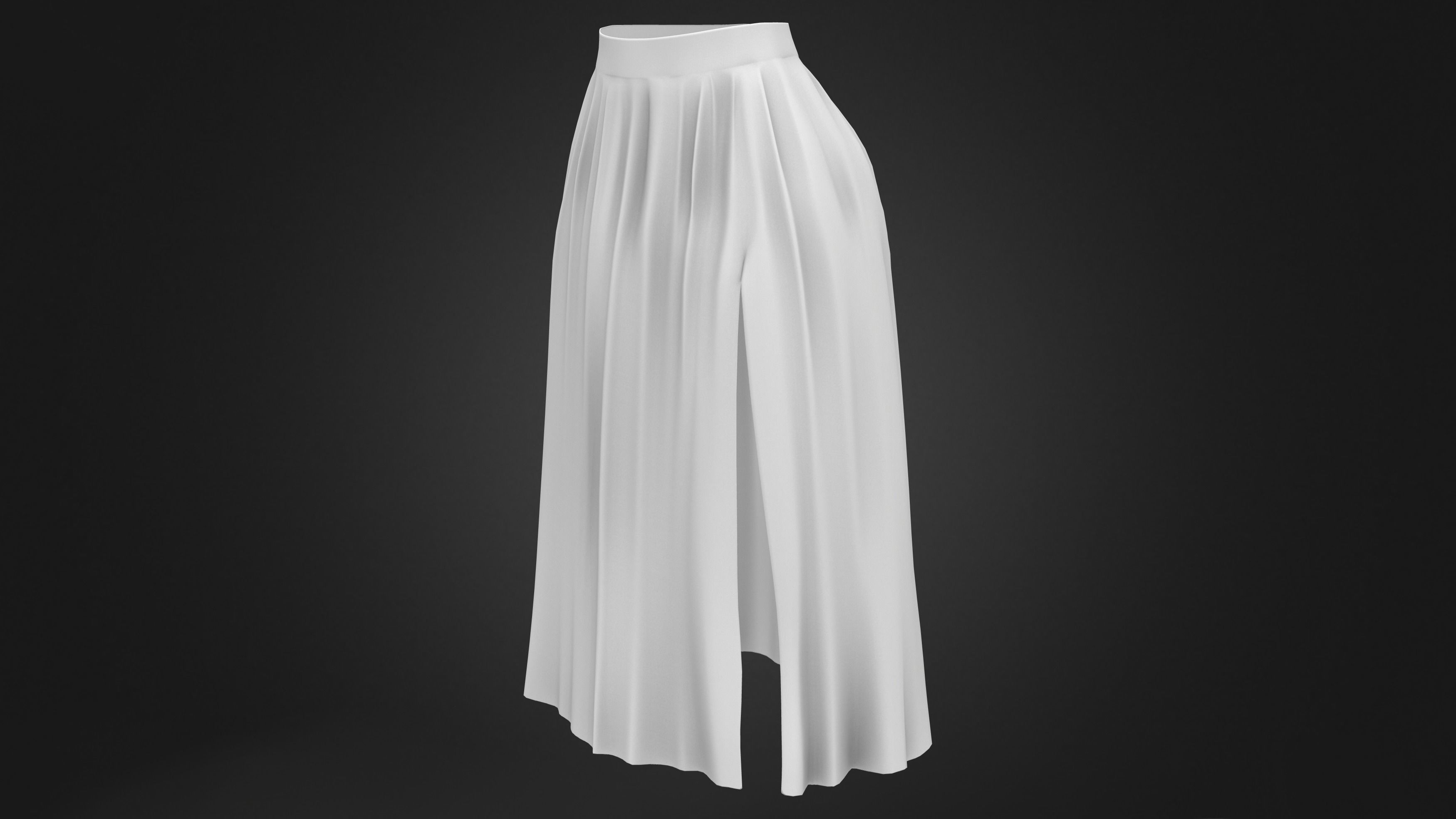 3D model Beige Thigh Split Ruffled Light Skirt VR / AR / low-poly ...