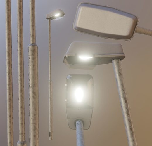 3D model Street Light 5 Galvanized F1 M1 K0 A1 3000mm VR / AR / low ...