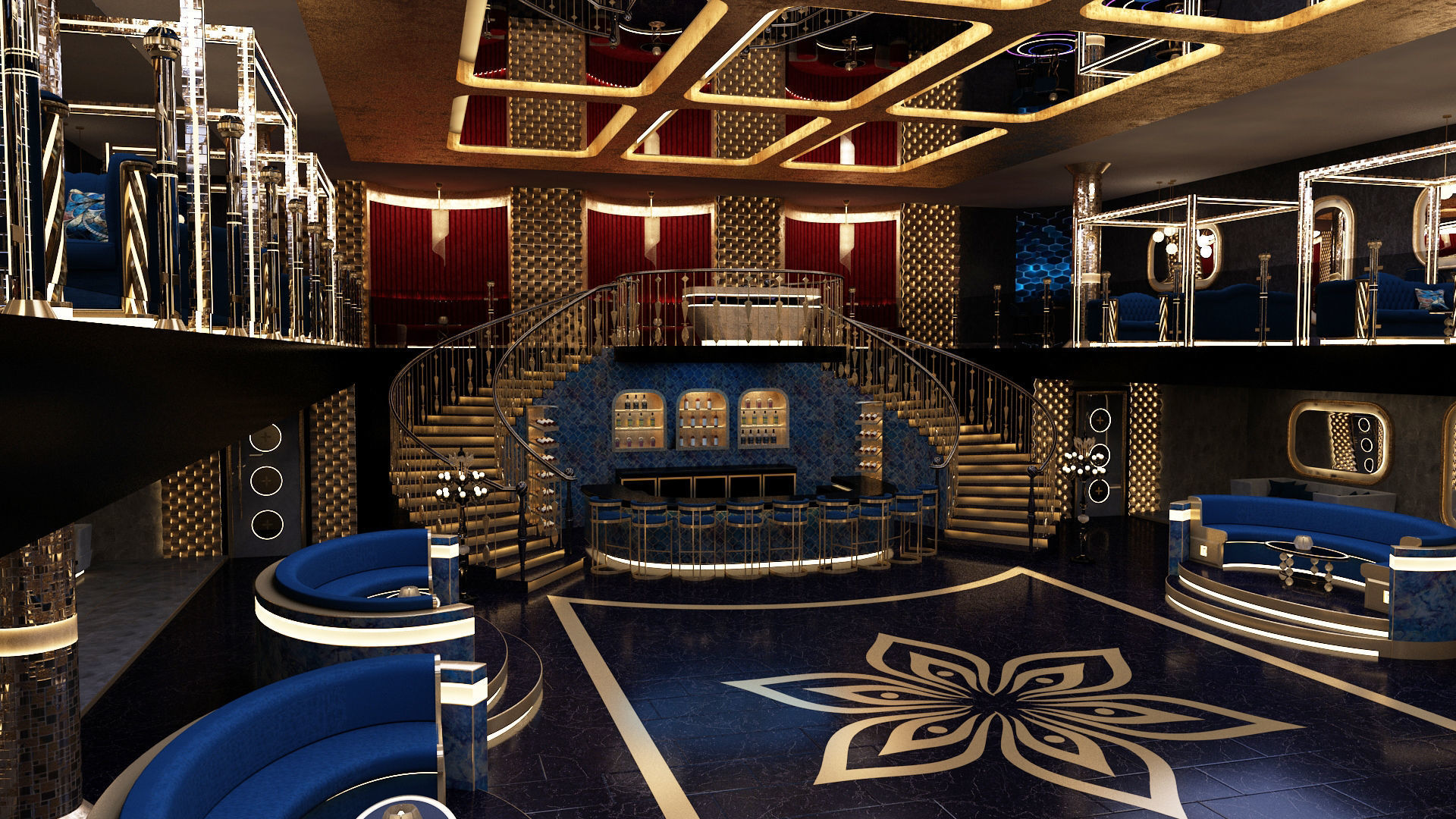 Luxury nightclub bar interior design 3D model | CGTrader