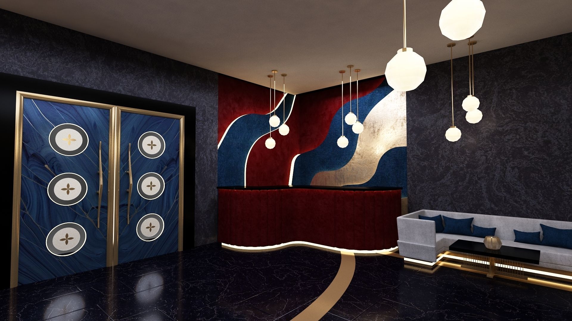Luxury nightclub bar interior design 3D model | CGTrader