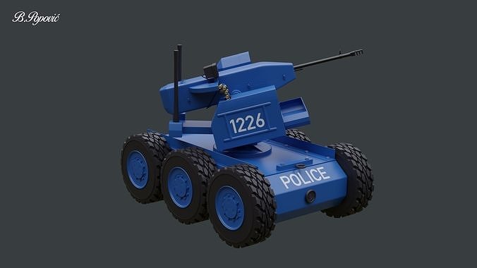 Armed Police Robot 3D model rigged | CGTrader