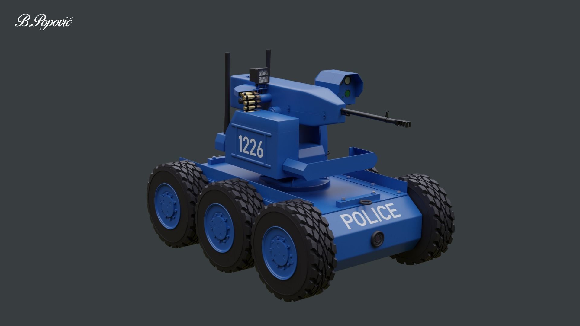 Armed Police Robot 3D model rigged | CGTrader