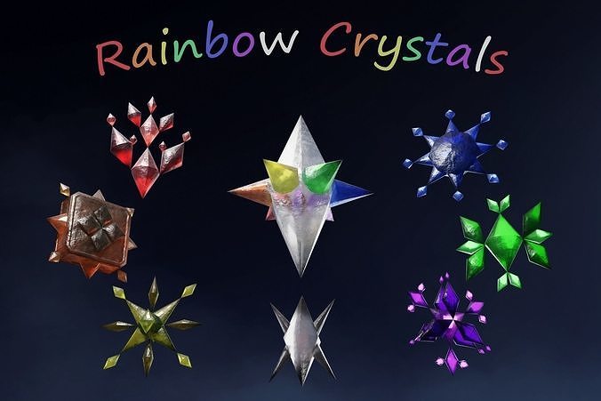 3D model Rainbow Crystals Fantasy Gameasset VR / AR / low-poly | CGTrader