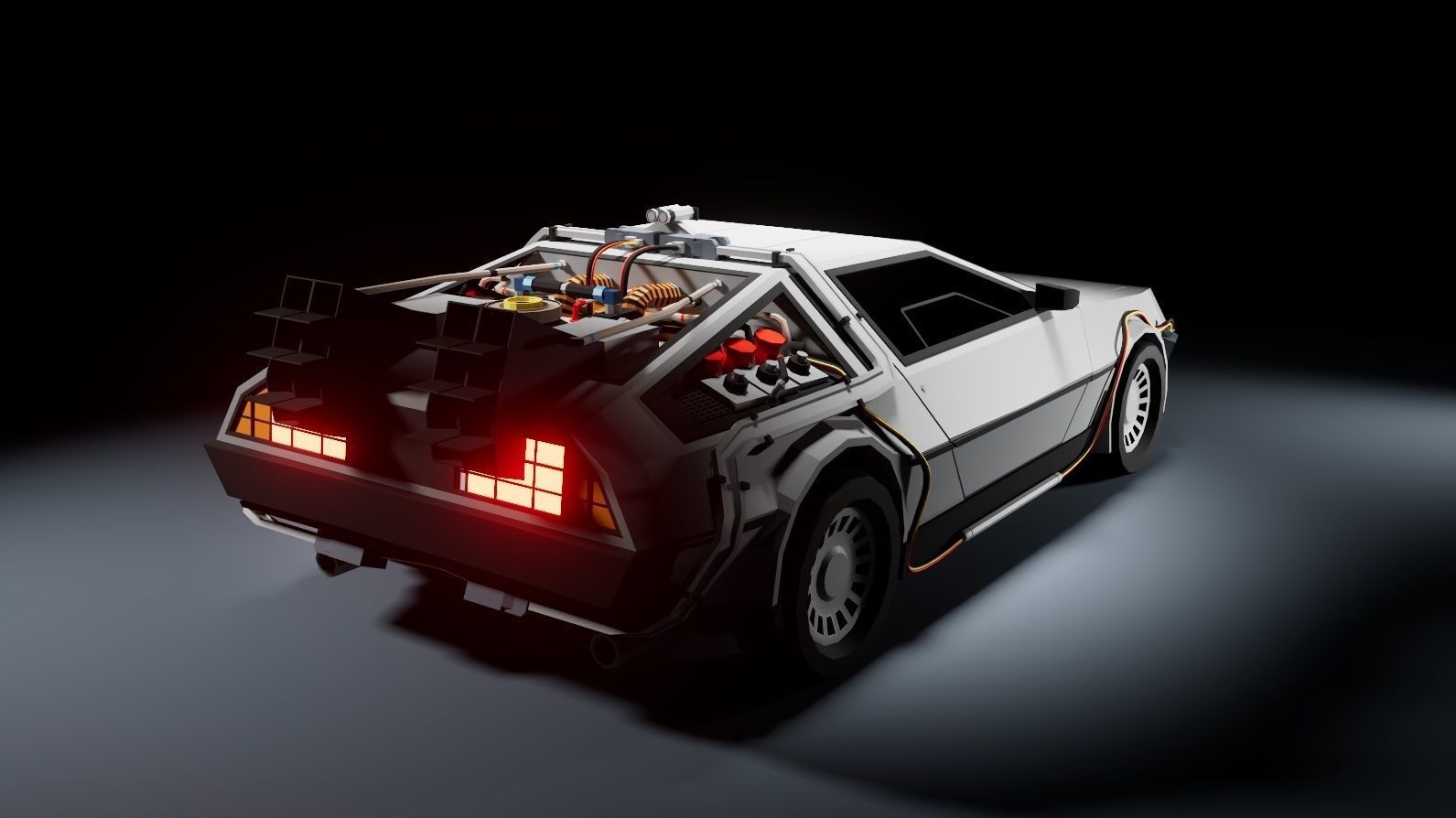 3D model Time Machine 1981 DMC DeLorean Low-Poly Style VR / AR / low ...