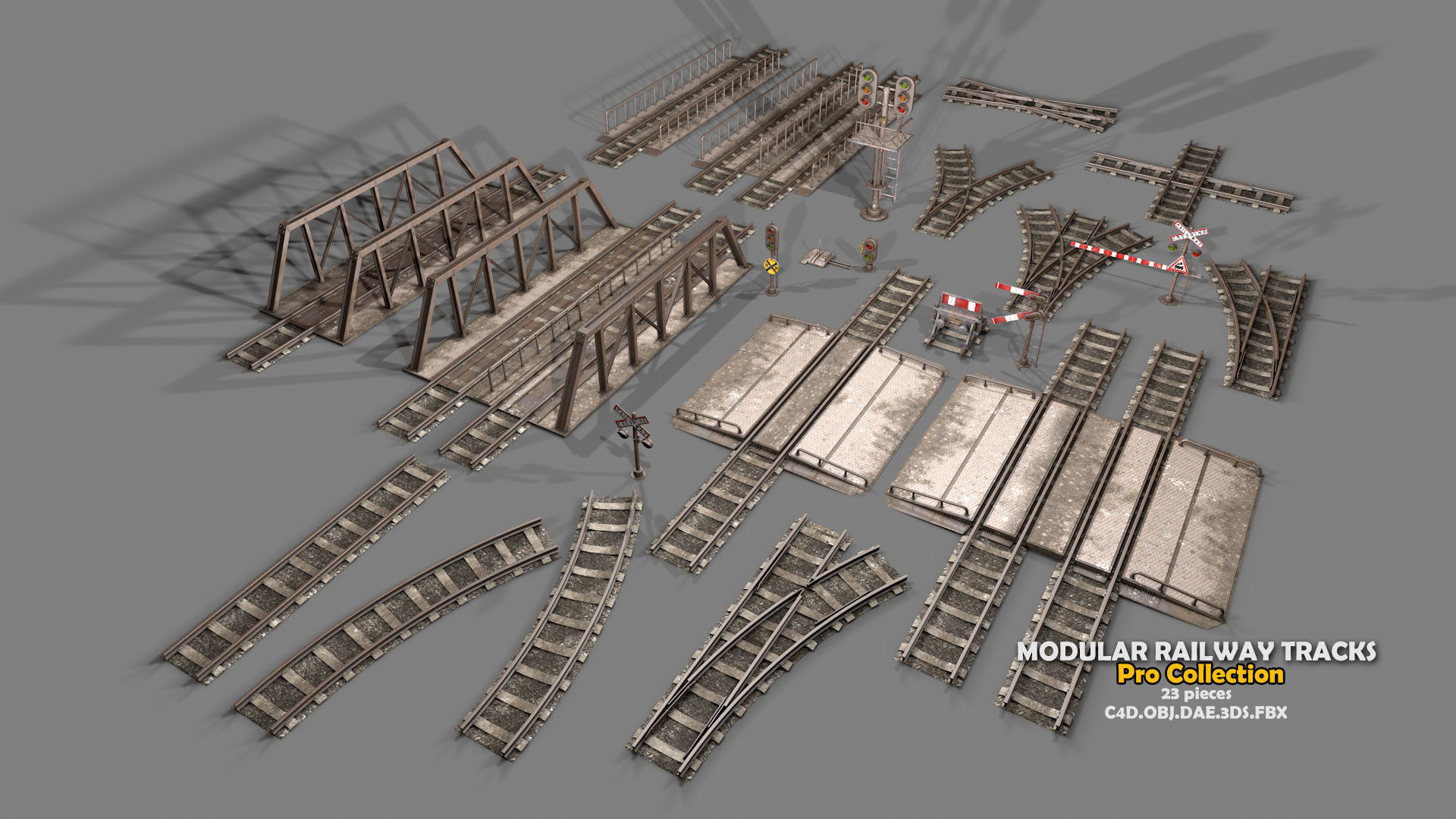 Modular Railway Track PRO Collection 3D model | CGTrader