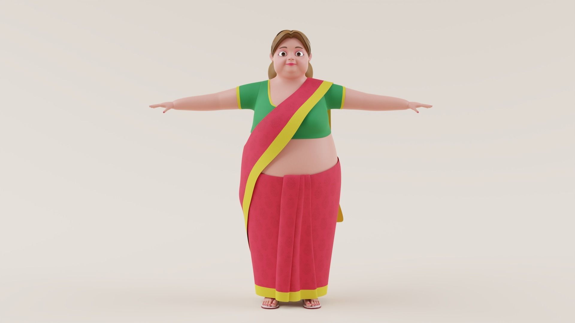 Fat Indian Women Cartoon Rigged 3D model rigged | CGTrader