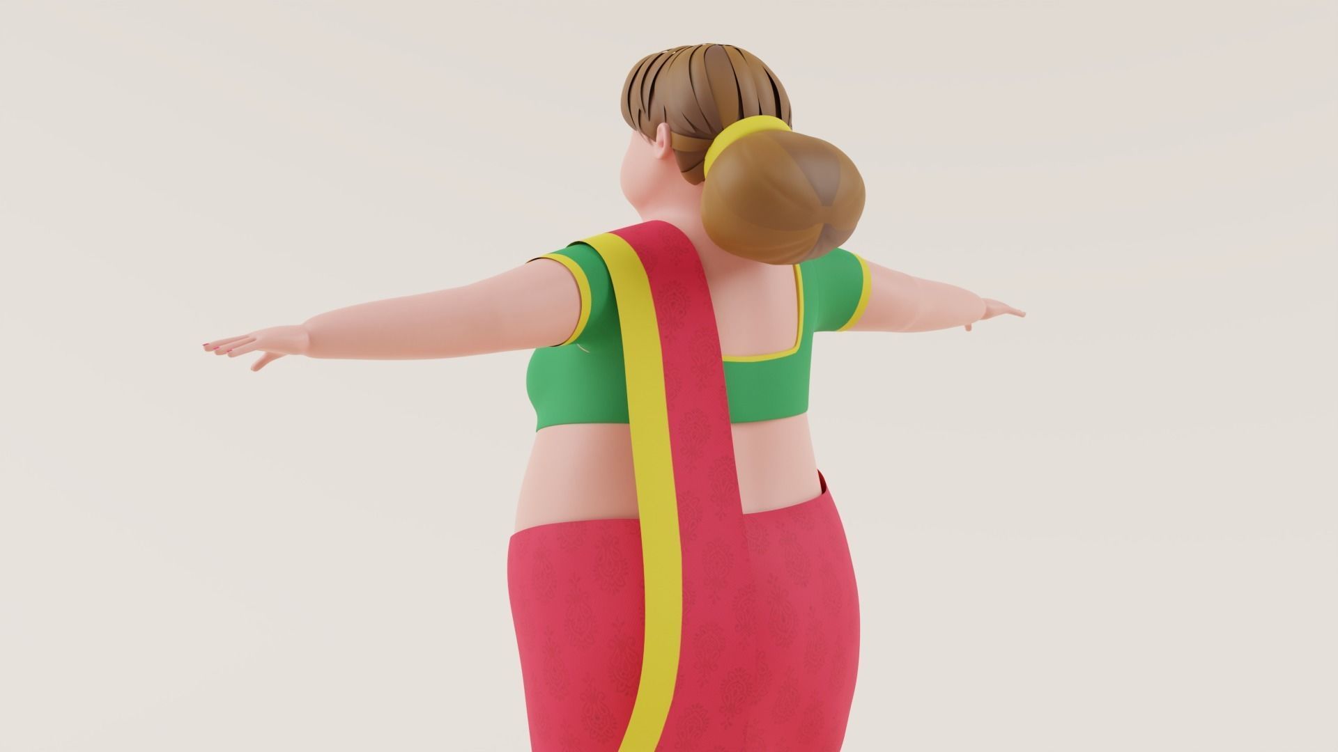 Fat Indian Women Cartoon Rigged 3D model rigged | CGTrader