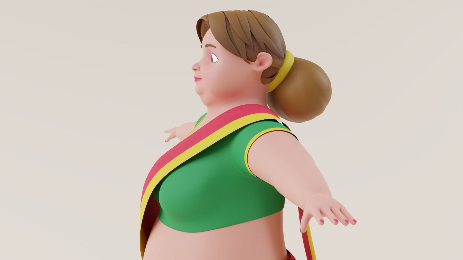 Fat Indian Women Cartoon Rigged 3D model rigged | CGTrader