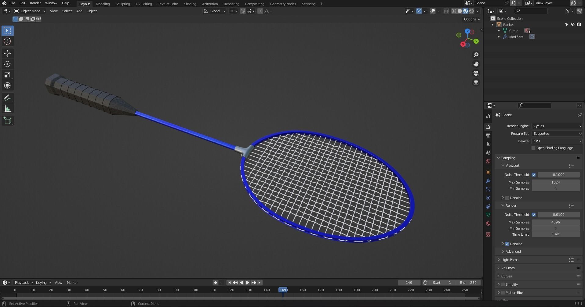 Badminton Racquet 3D model | CGTrader