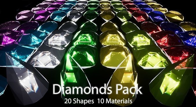 3D model 20 Diamonds Pack VR / AR / low-poly | CGTrader