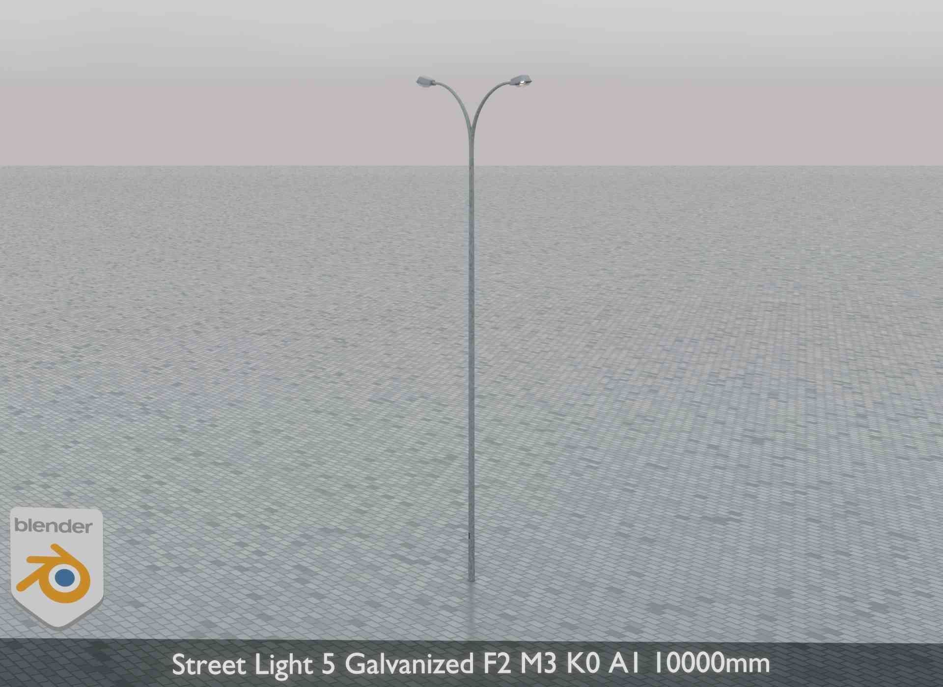 3D model Street Light 5 Galvanized F2 M3 K0 A1 10000mm VR / AR / low ...