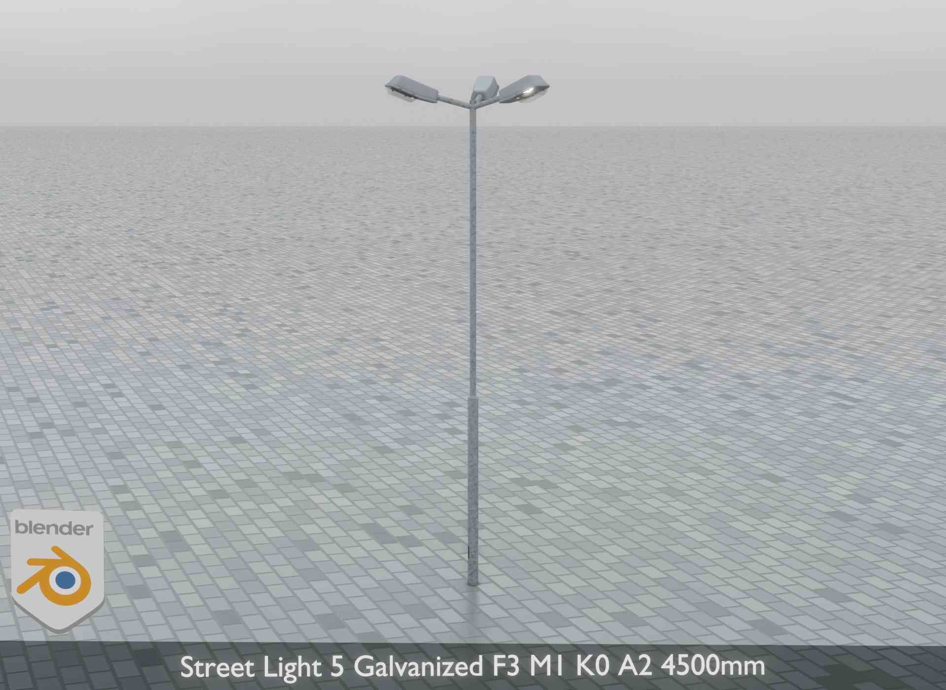 3D model Street Light 5 Galvanized F3 M1 K0 A2 4500mm VR / AR / low ...