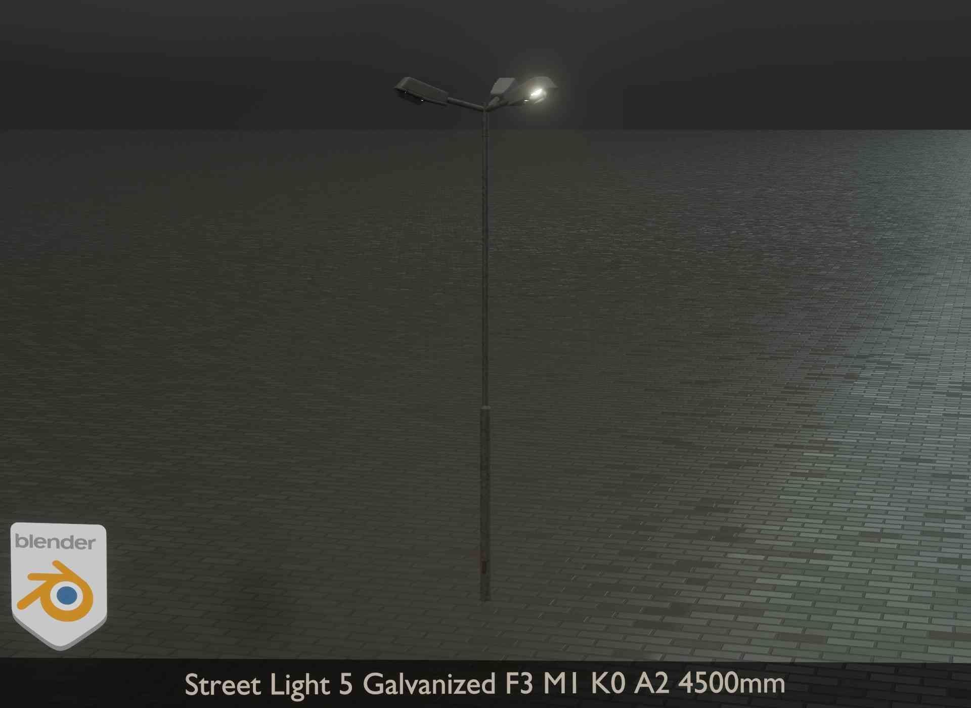 3D model Street Light 5 Galvanized F3 M1 K0 A2 4500mm VR / AR / low ...