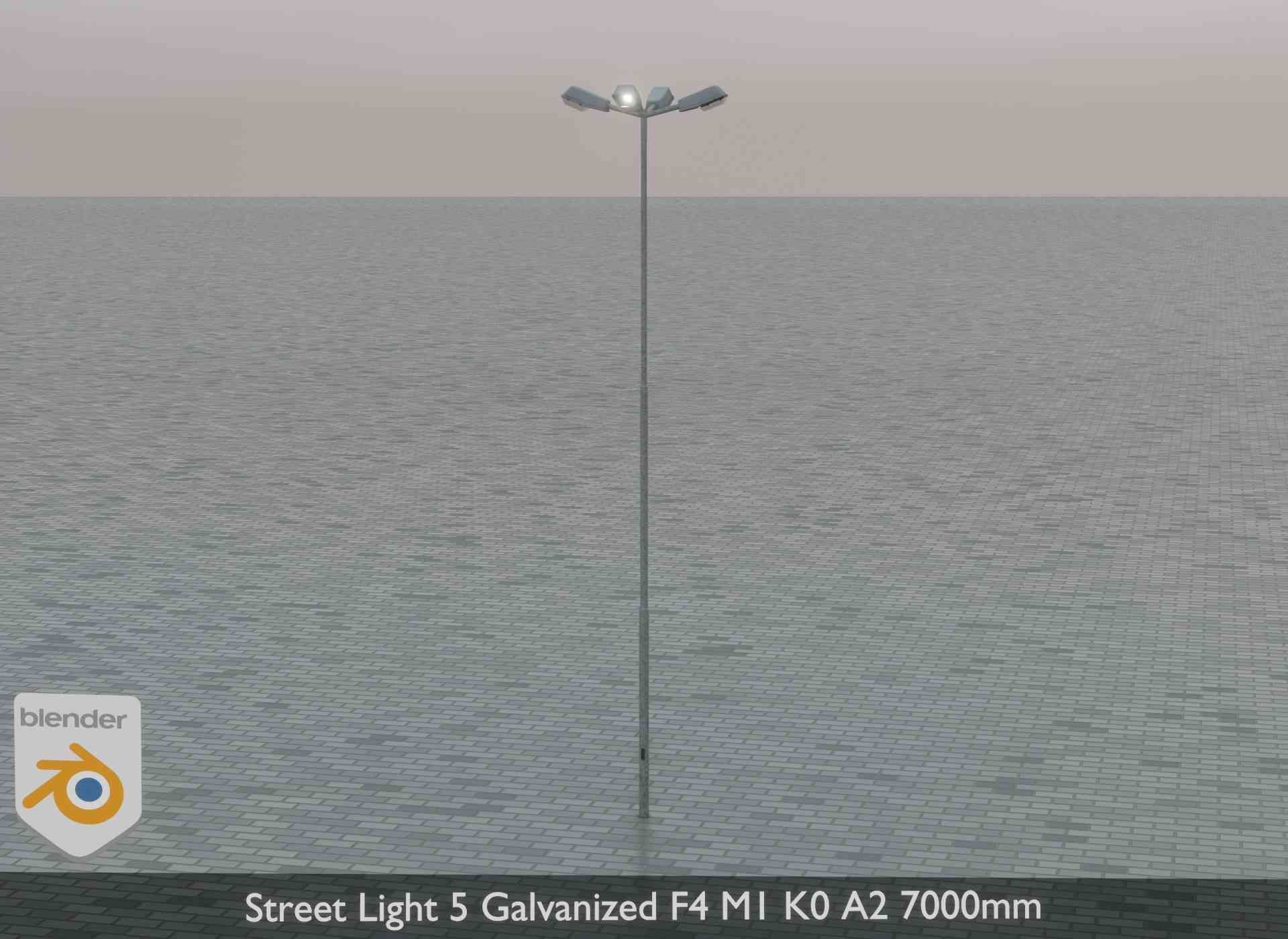3D model Street Light 5 Galvanized F4 M1 K0 A2 7000mm VR / AR / low ...
