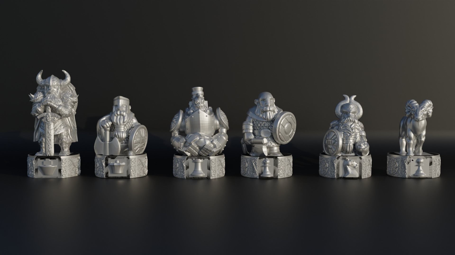 Dwarf Figure Chess Set - 6 Different Dwarf Character 3D model 3D ...