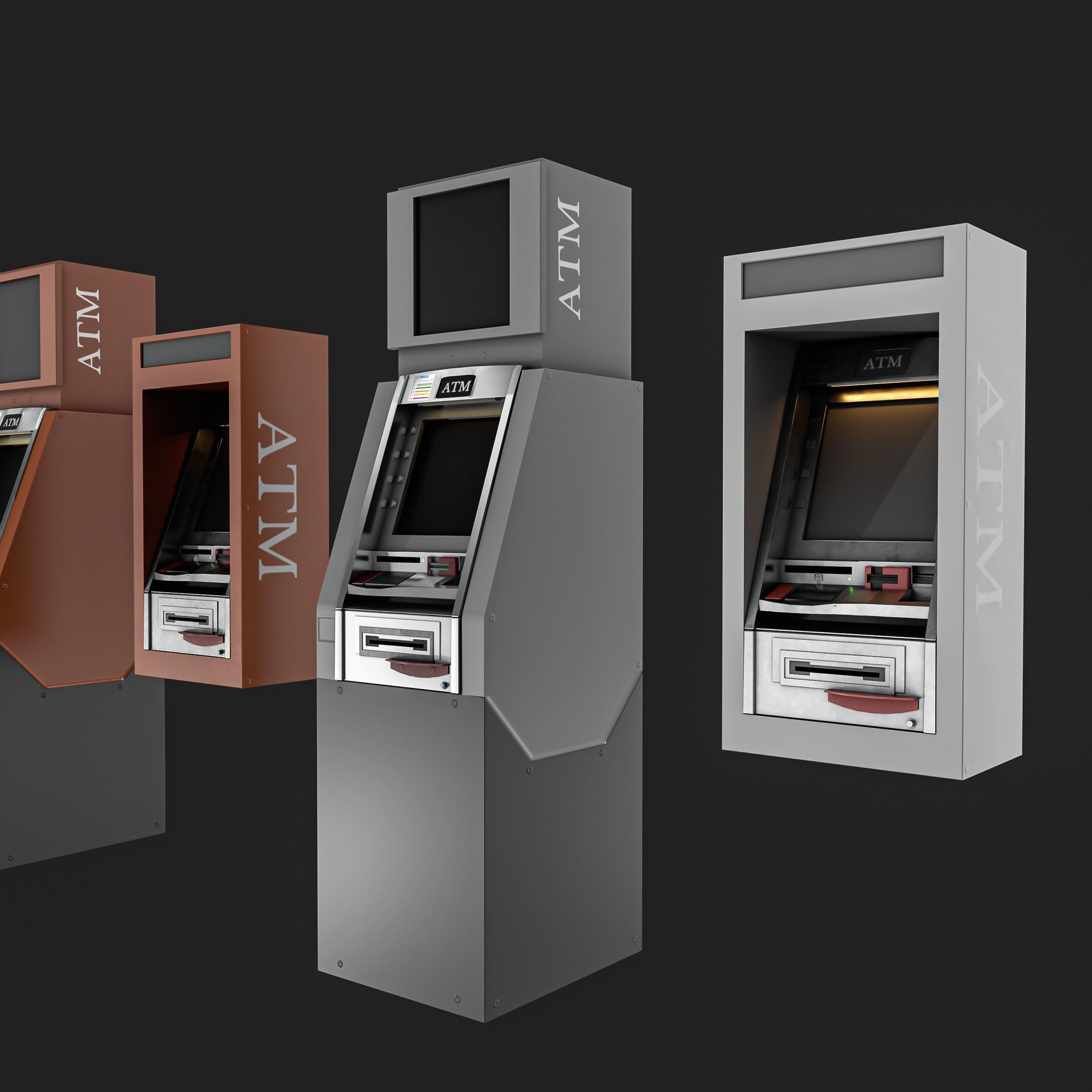 3D model ATM Machine Pack VR / AR / low-poly | CGTrader