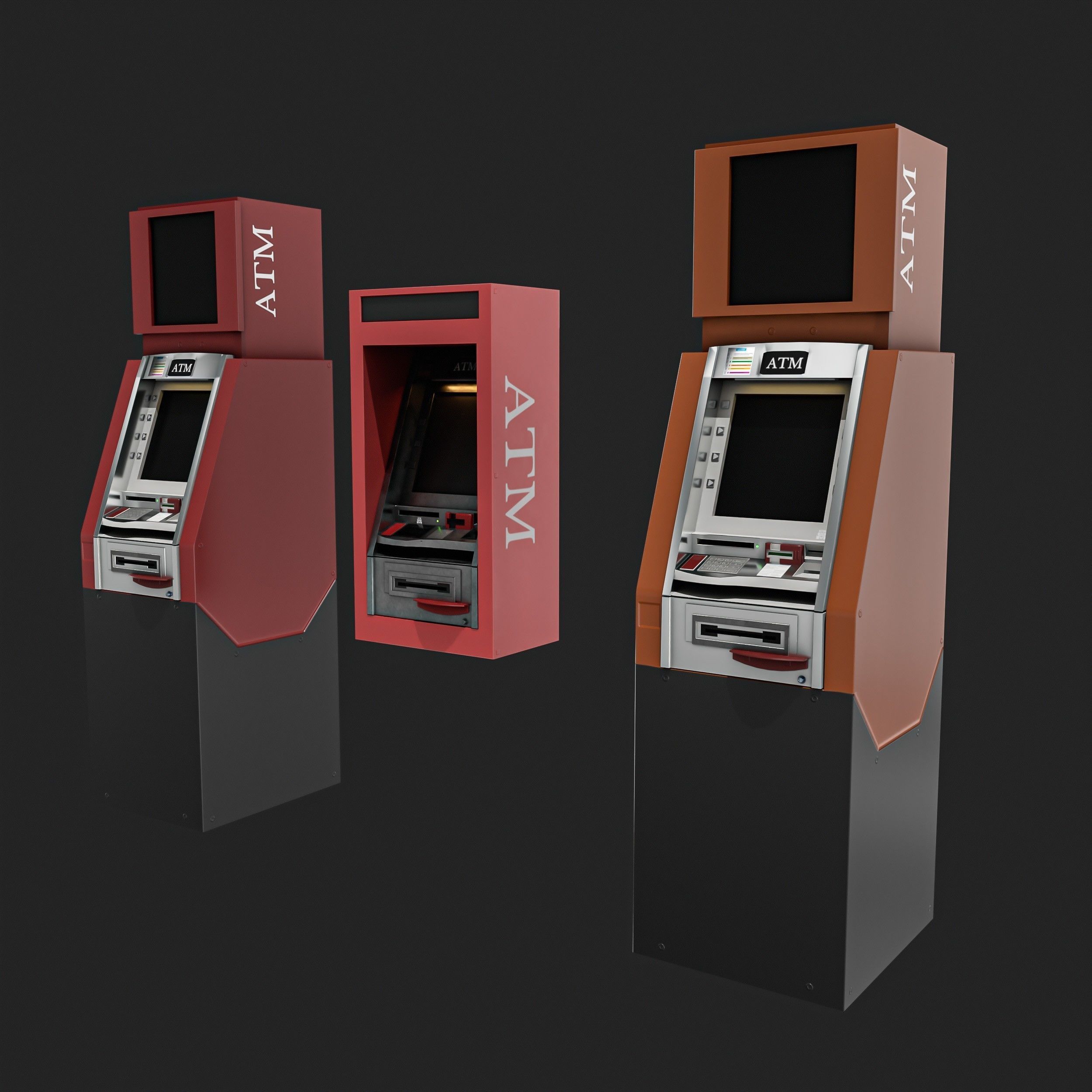 3D model ATM Machine Pack VR / AR / low-poly | CGTrader