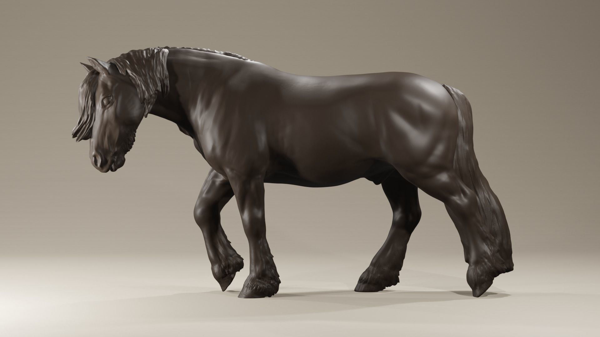 Realistic walking Frisian Horse for printing farmanimal 3D model 3D ...