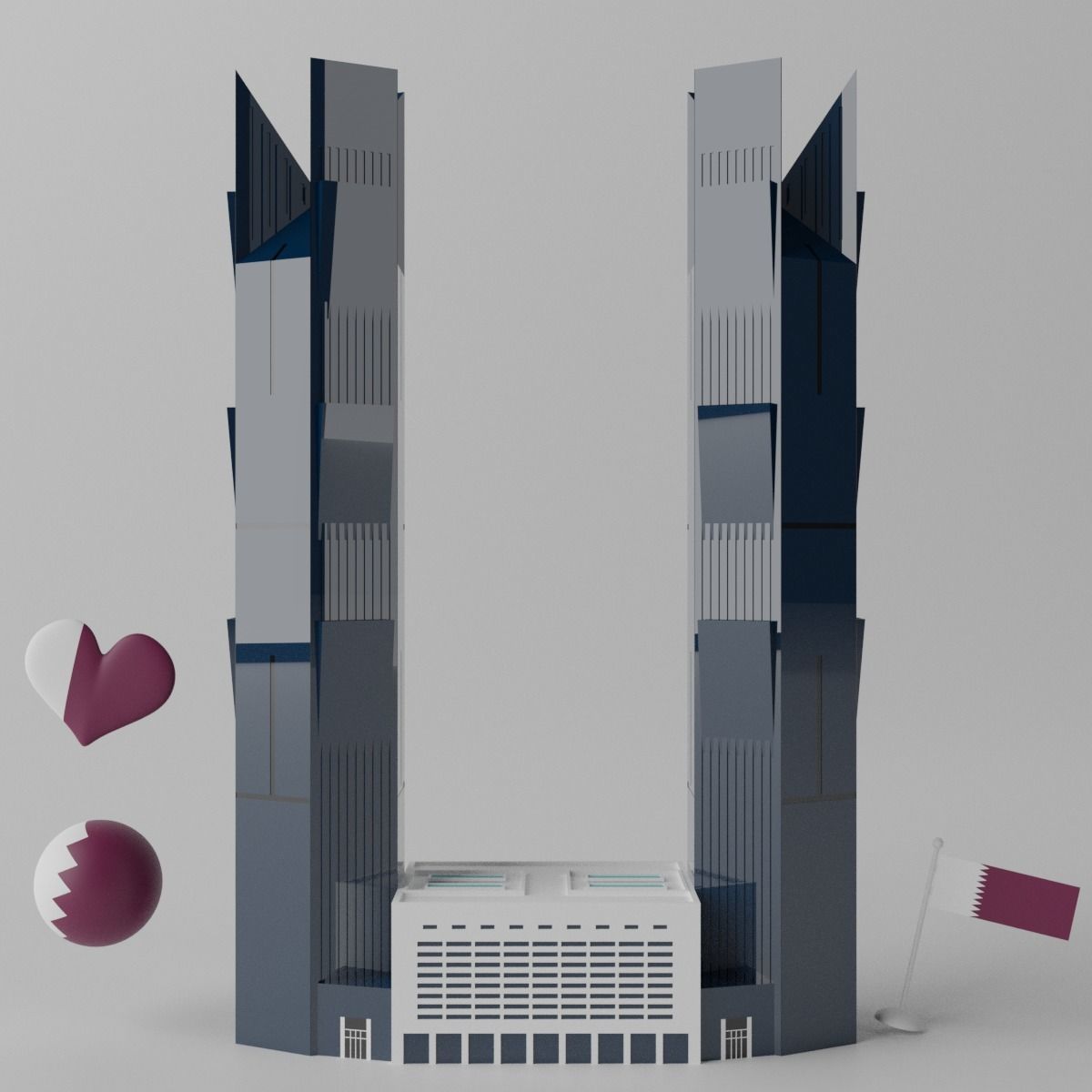 3D model Palm Towers Qatar Doha Landmark VR / AR / low-poly | CGTrader