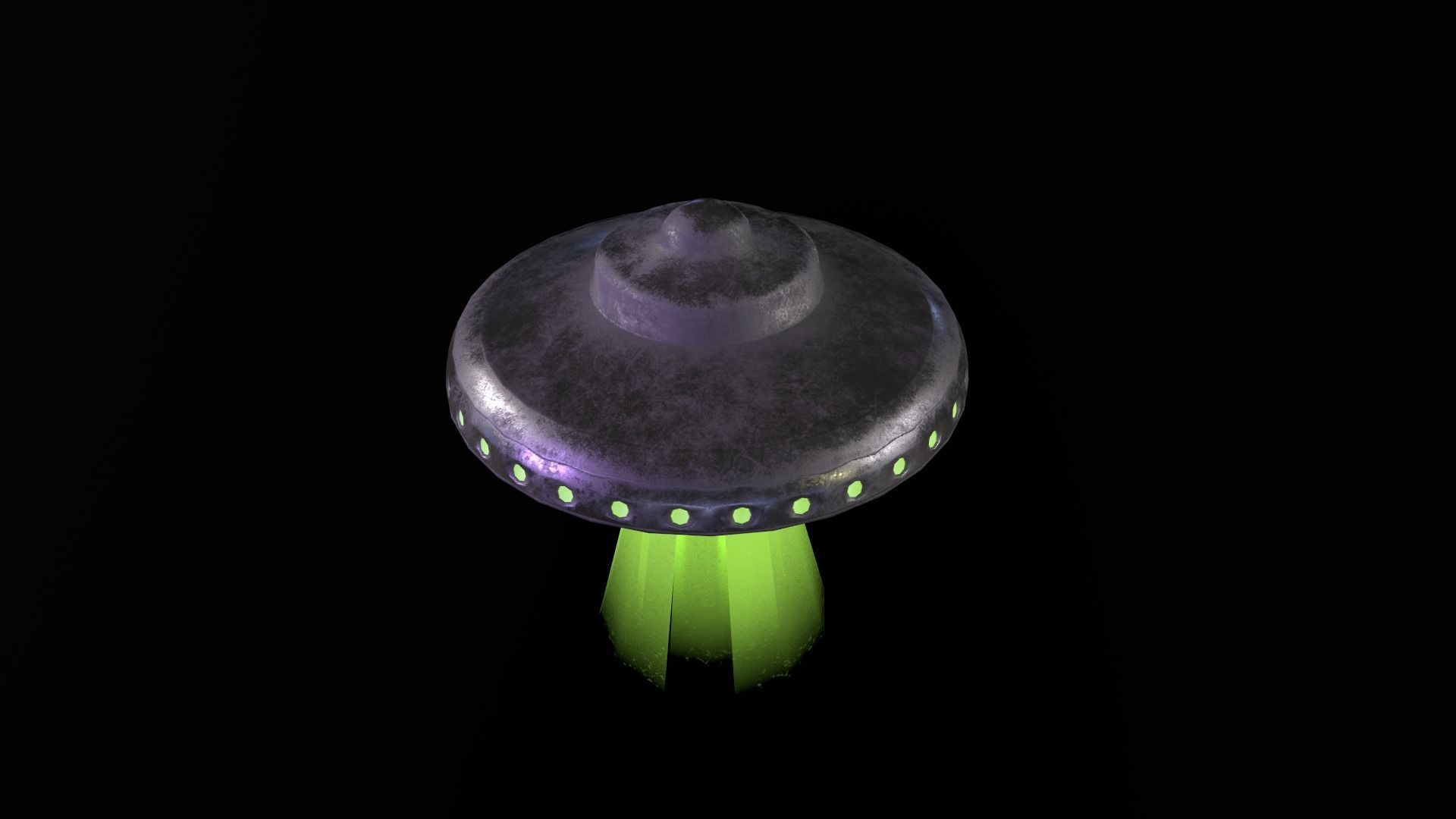 3D model Retro stylized UFO spaceship low poly PBR asset VR / AR / low ...