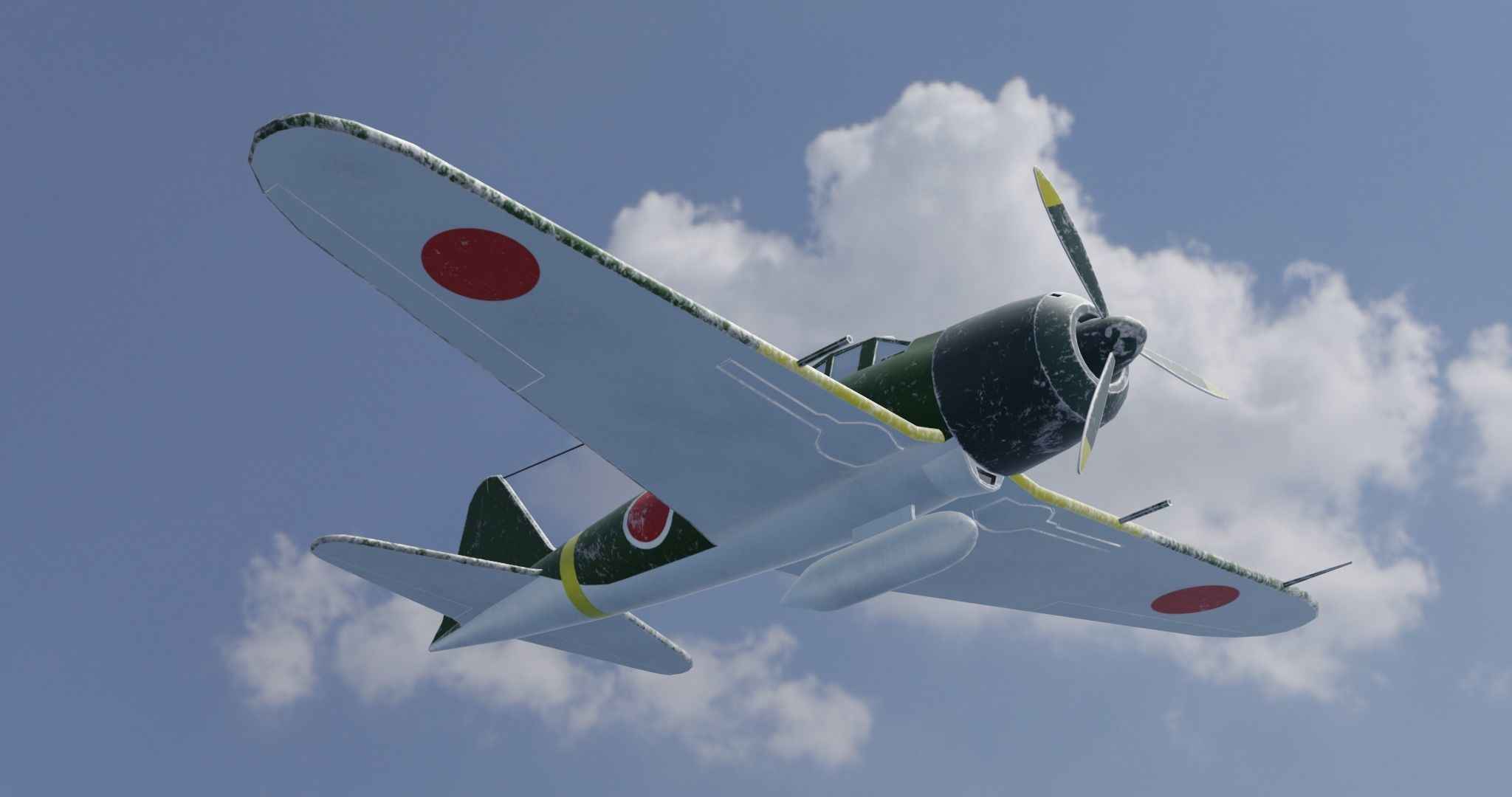 3D model WW2 aircraft Japanese Mitsubishi A6M Zero Zero Fighter VR / AR ...