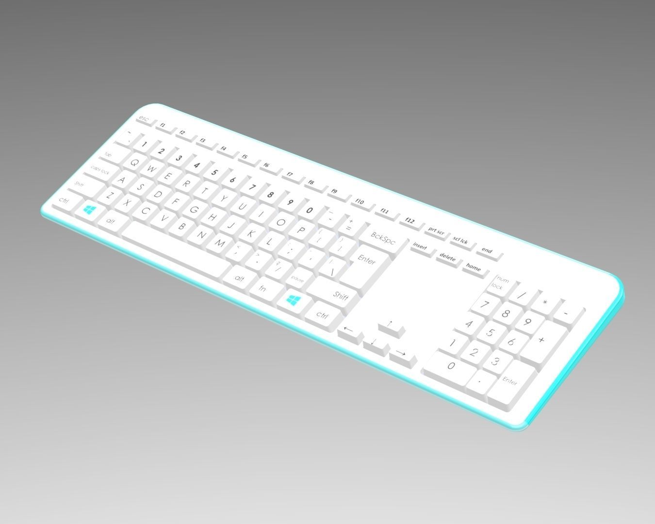 3D model Lightweight Wireless Keyboard - Sky colored VR / AR / low-poly ...