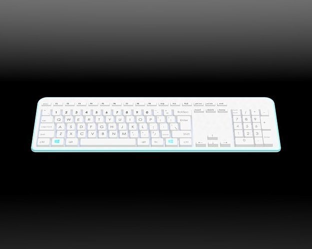 3D model Lightweight Wireless Keyboard - Sky colored VR / AR / low-poly ...
