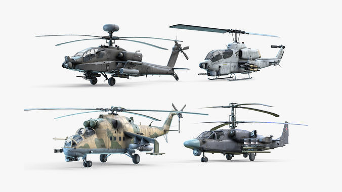 Military Attack Helicopters Side View