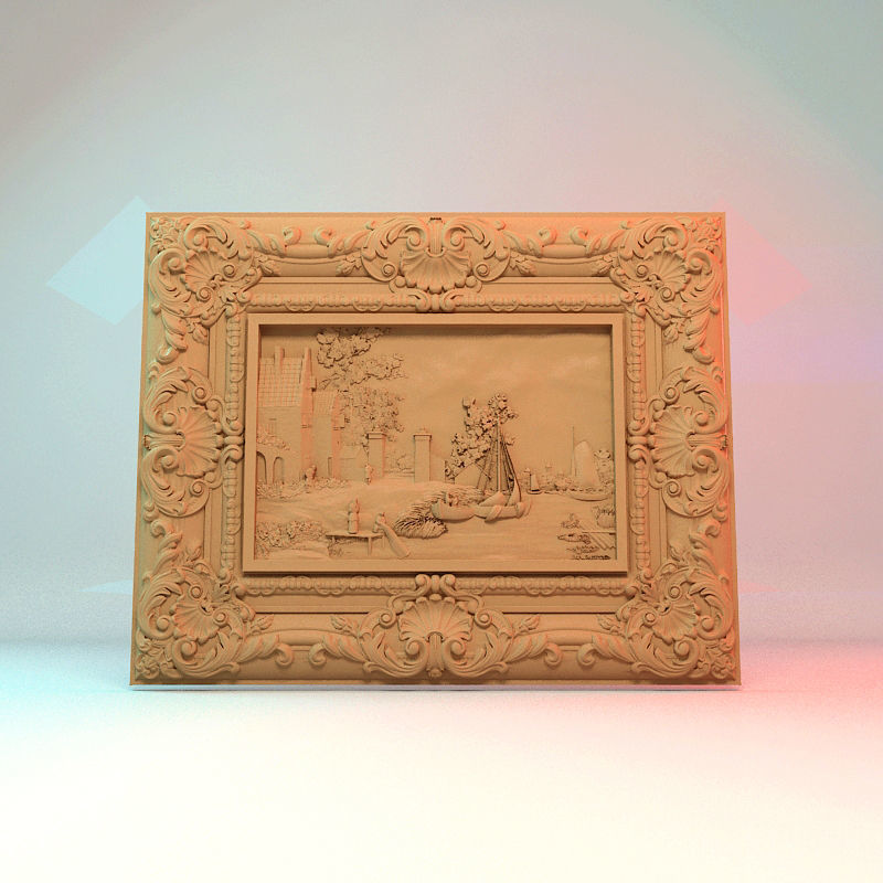 Painting of a pier 3d STL models for CNC router 3D print model 3D model ...