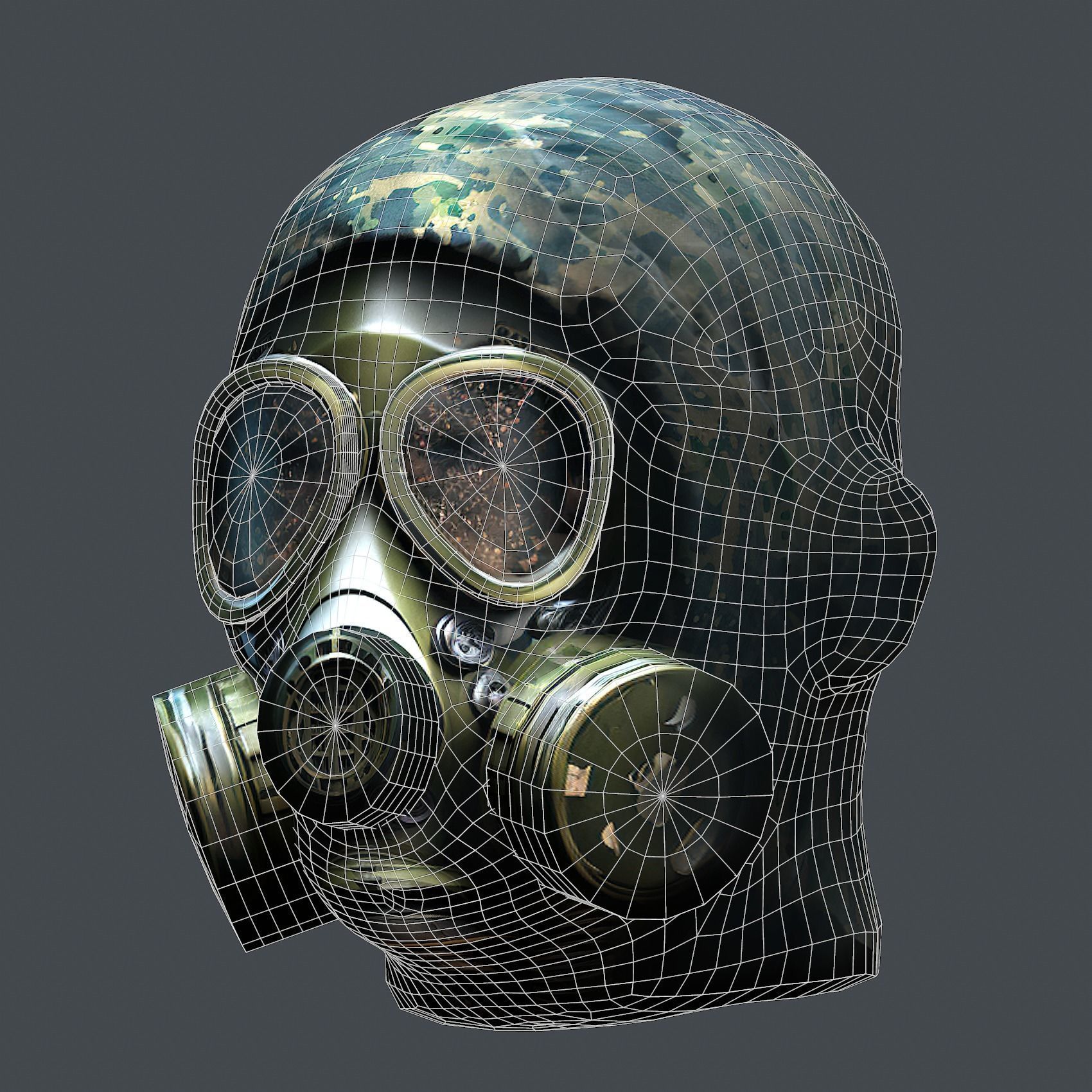 3D model Gas mask helmet 3d model military combat Low-poly VR / AR ...