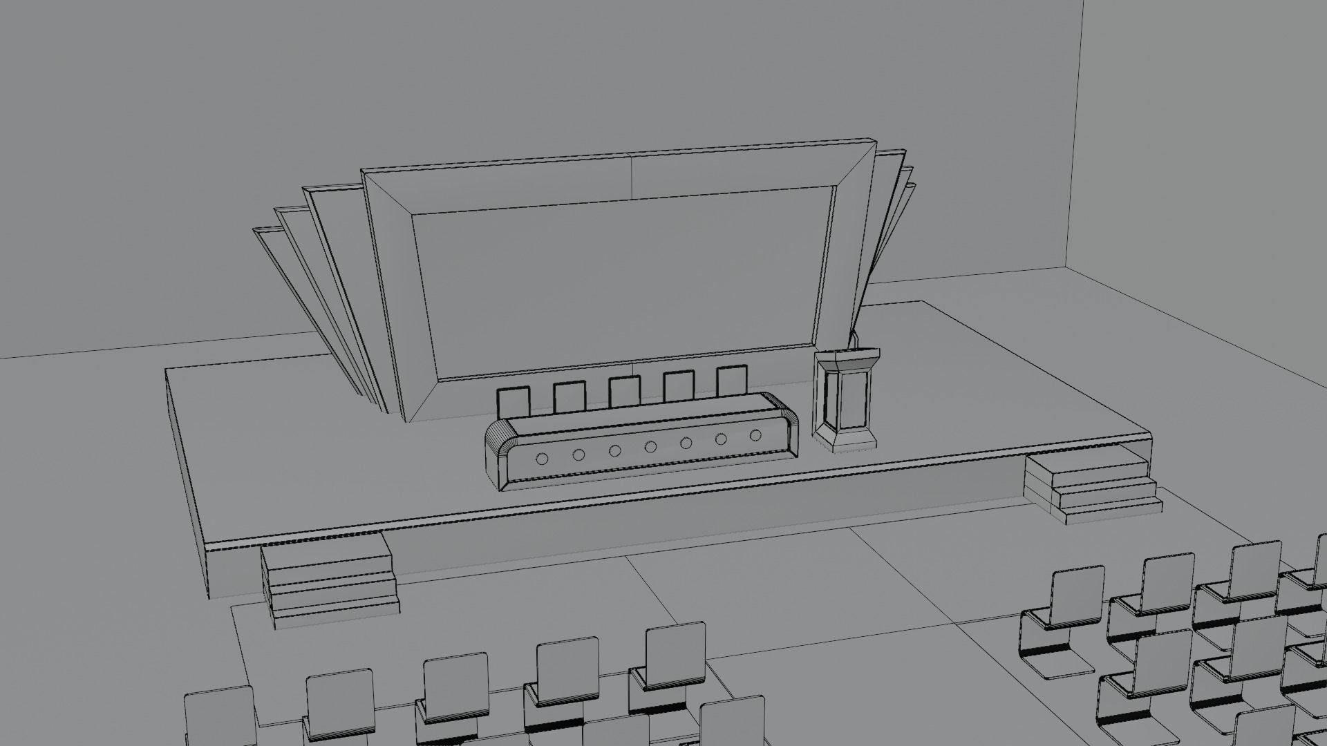 3D model Conference Room or Event stage design with big display VR / AR ...