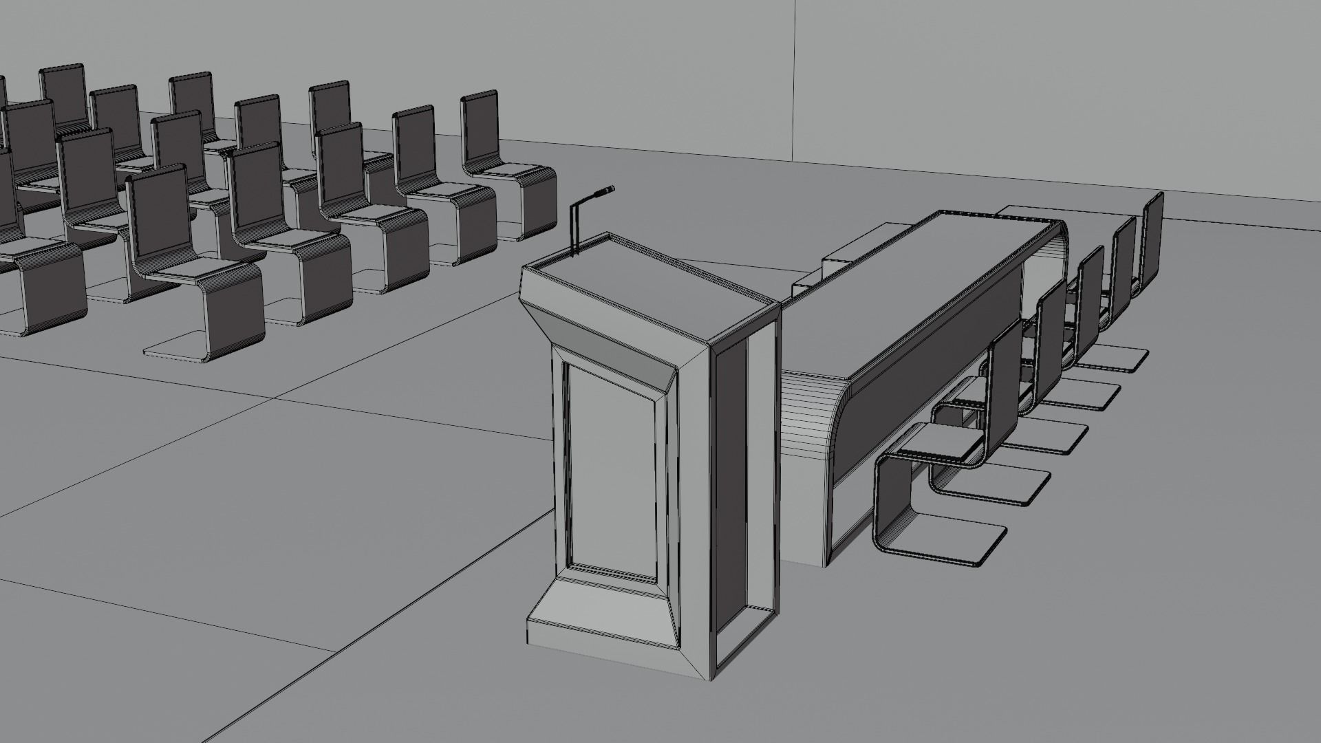 3D model Conference Room or Event stage design with big display VR / AR ...