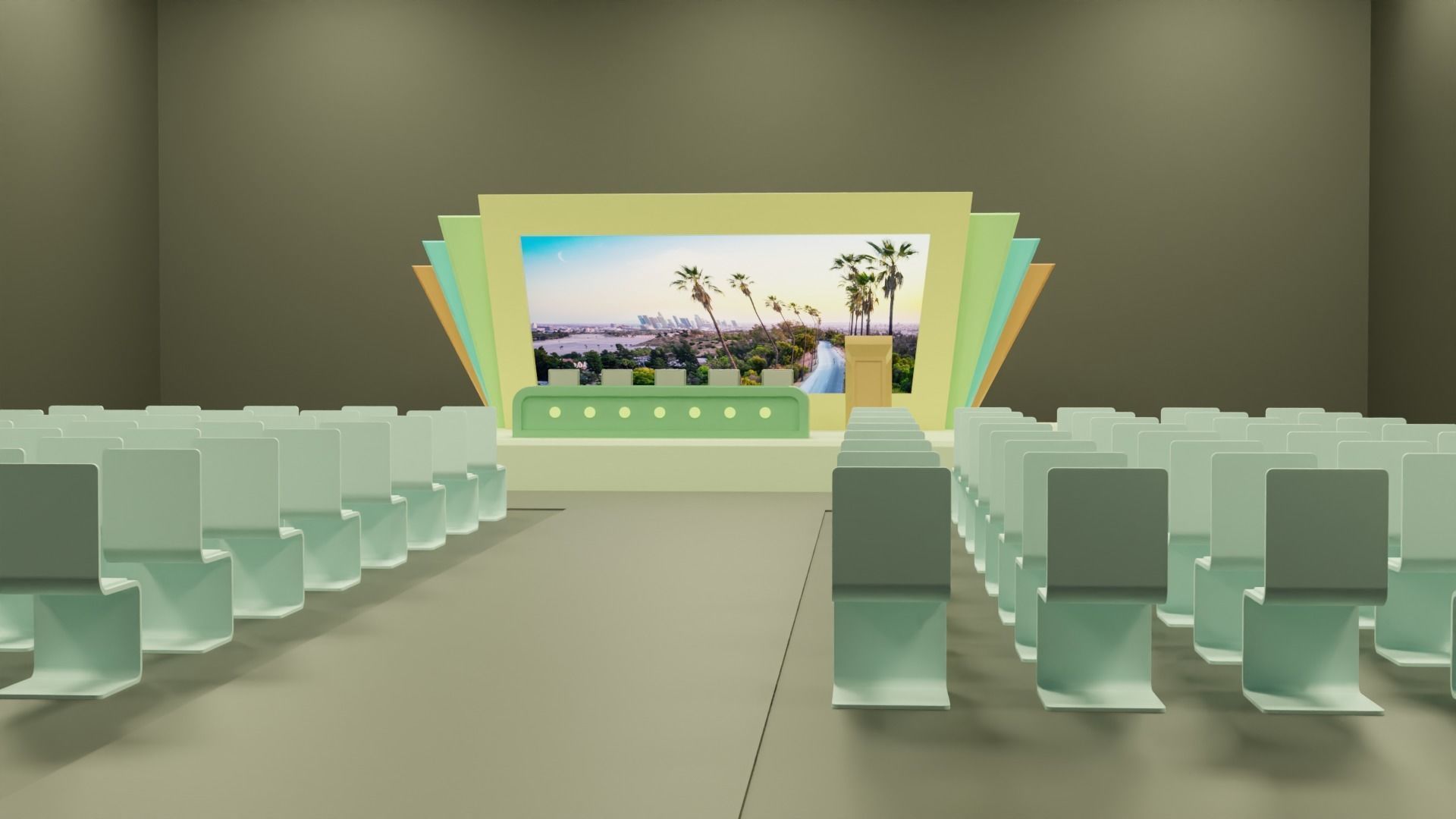 3D model Conference Room or Event stage design with big display VR / AR ...