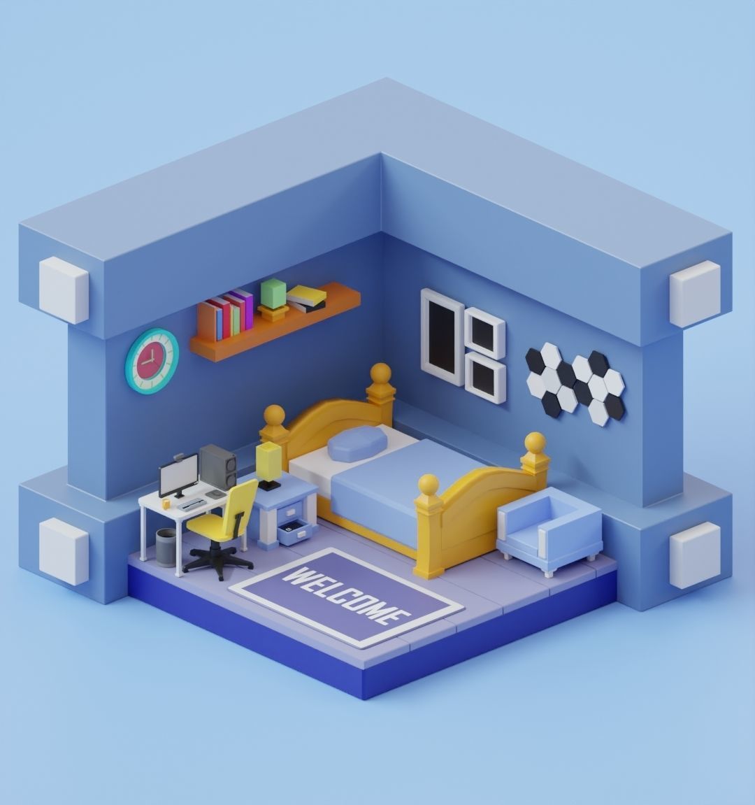 Low Poly Interior house 3D model 3D printable | CGTrader