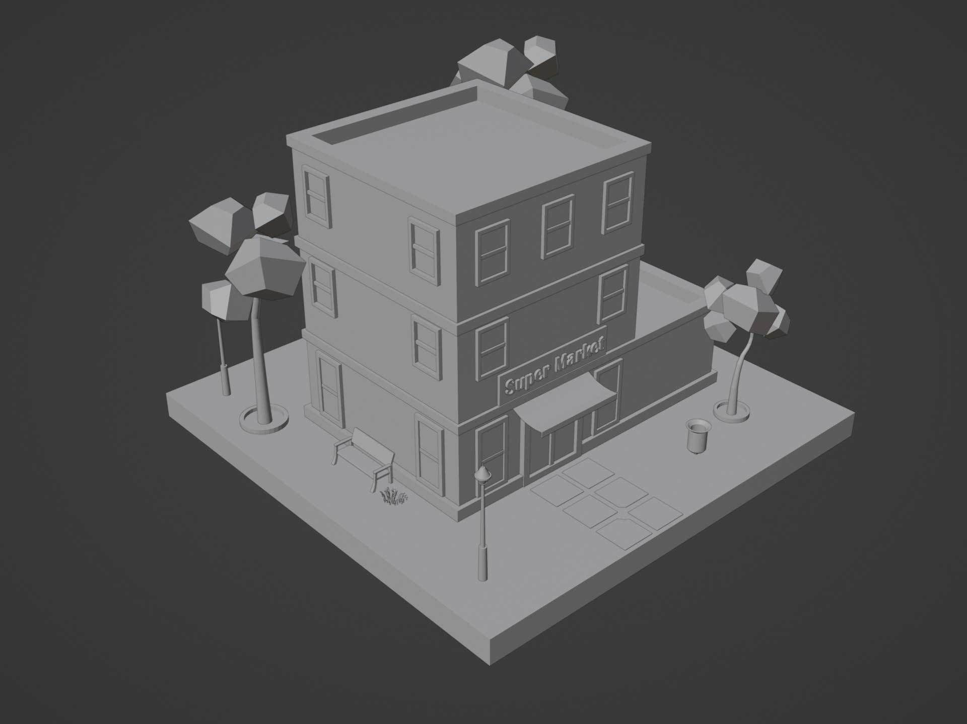 3D model Supermarket Low Poly Diorama 001 VR / AR / low-poly | CGTrader