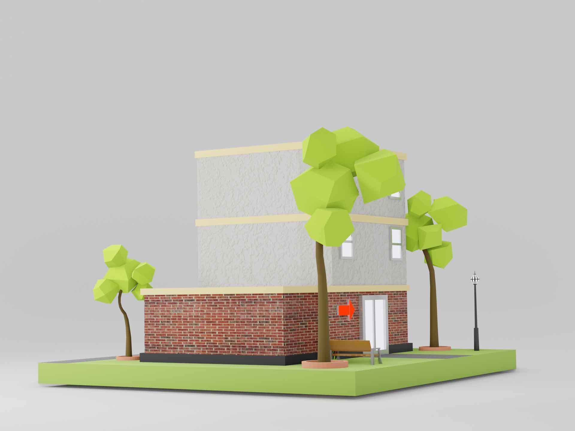 3D model Supermarket Low Poly Diorama 001 VR / AR / low-poly | CGTrader