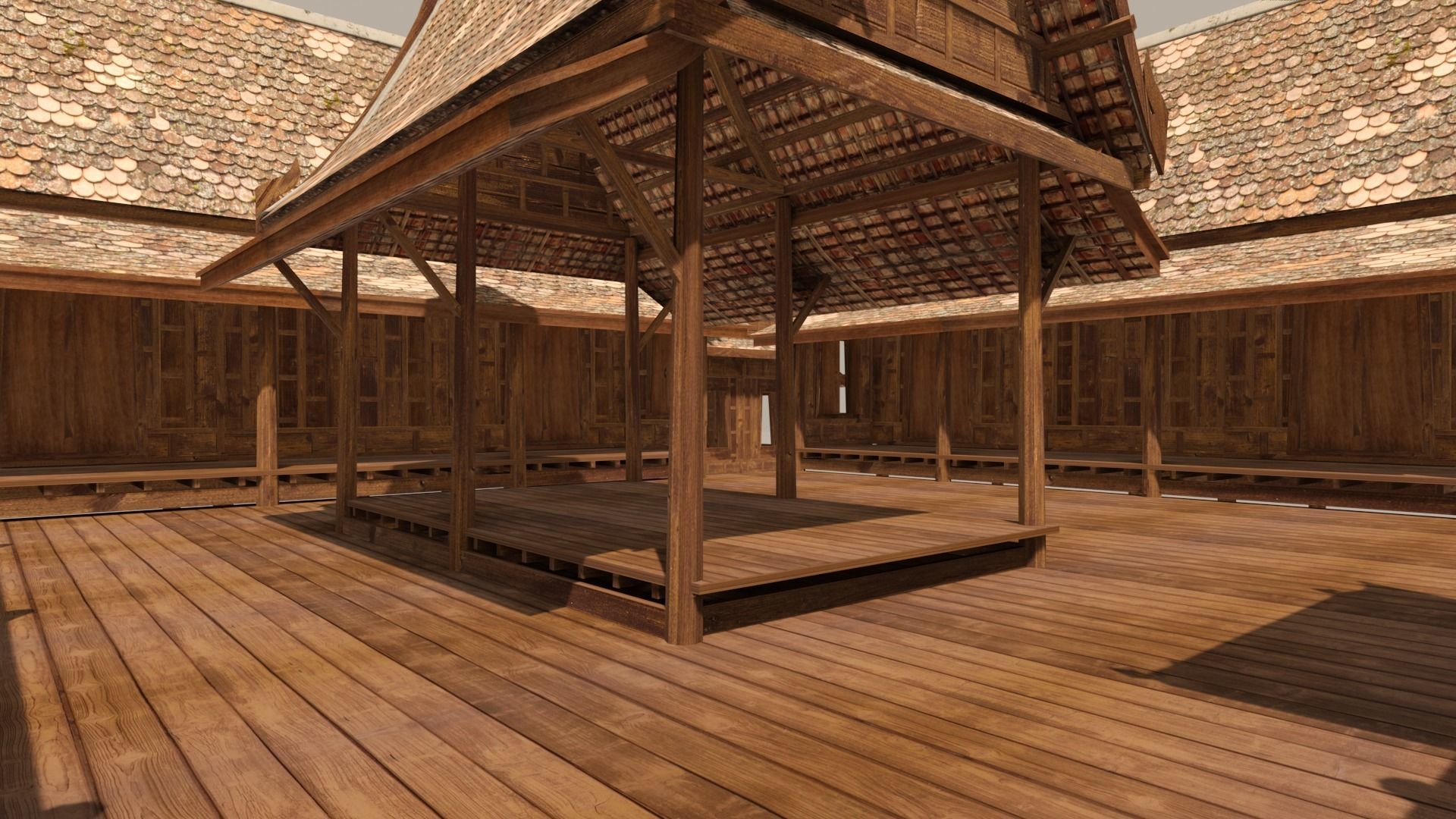 3D model Central Thai traditional house-02 Low-poly 3D model VR / AR ...