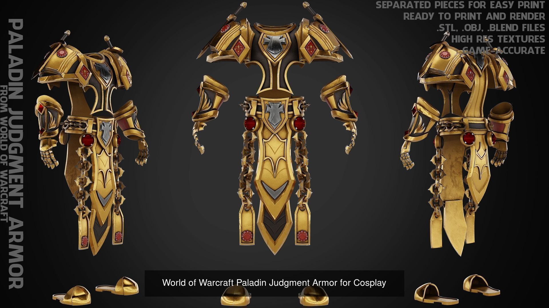 World of Warcraft Paladin Judgment Armor and Sword for Cosplay 3D Model ...