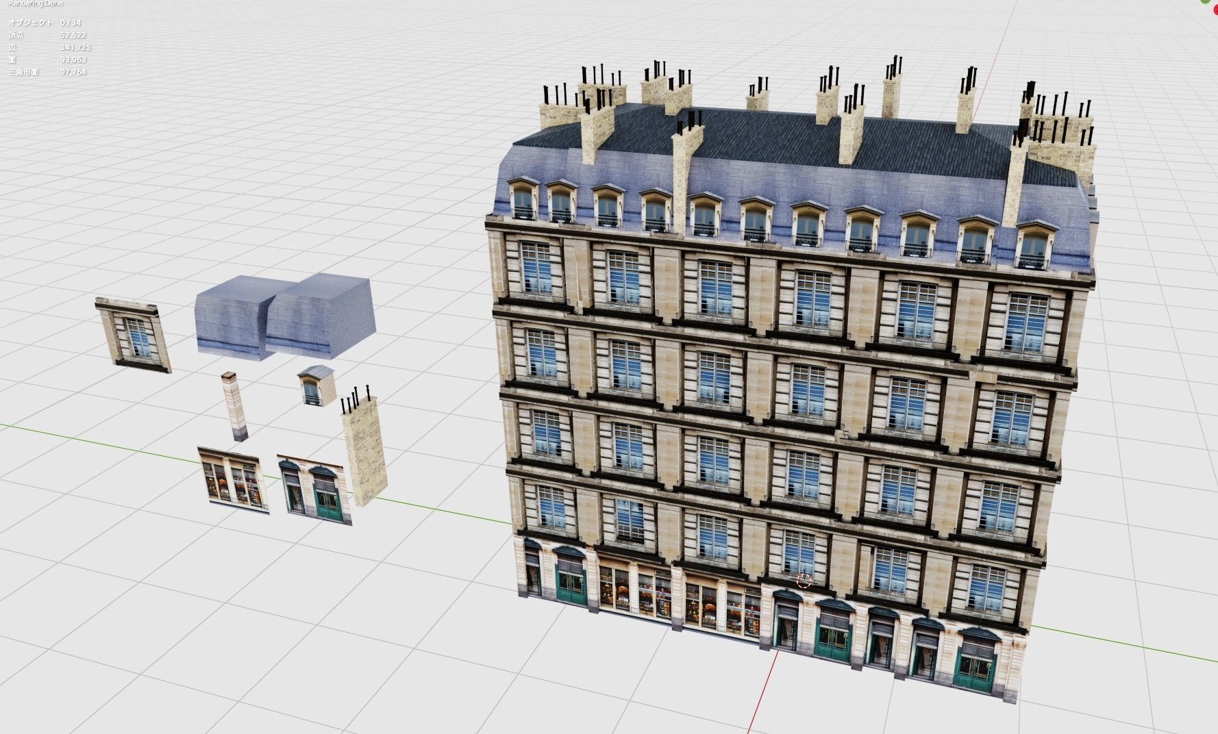 Paris 3 module Building Pack free VR / AR / low-poly 3D model | CGTrader