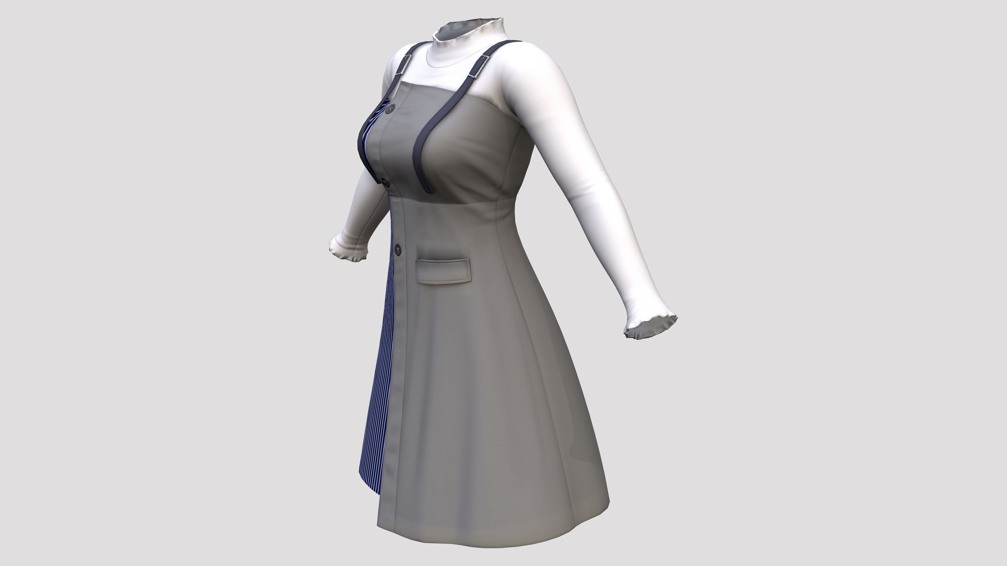 3D model Color Panel Strappy A-line Dress VR / AR / low-poly | CGTrader