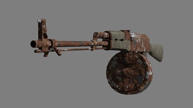 Rusty Machinegun RPK Rust Weapon free VR / AR / low-poly 3D model ...