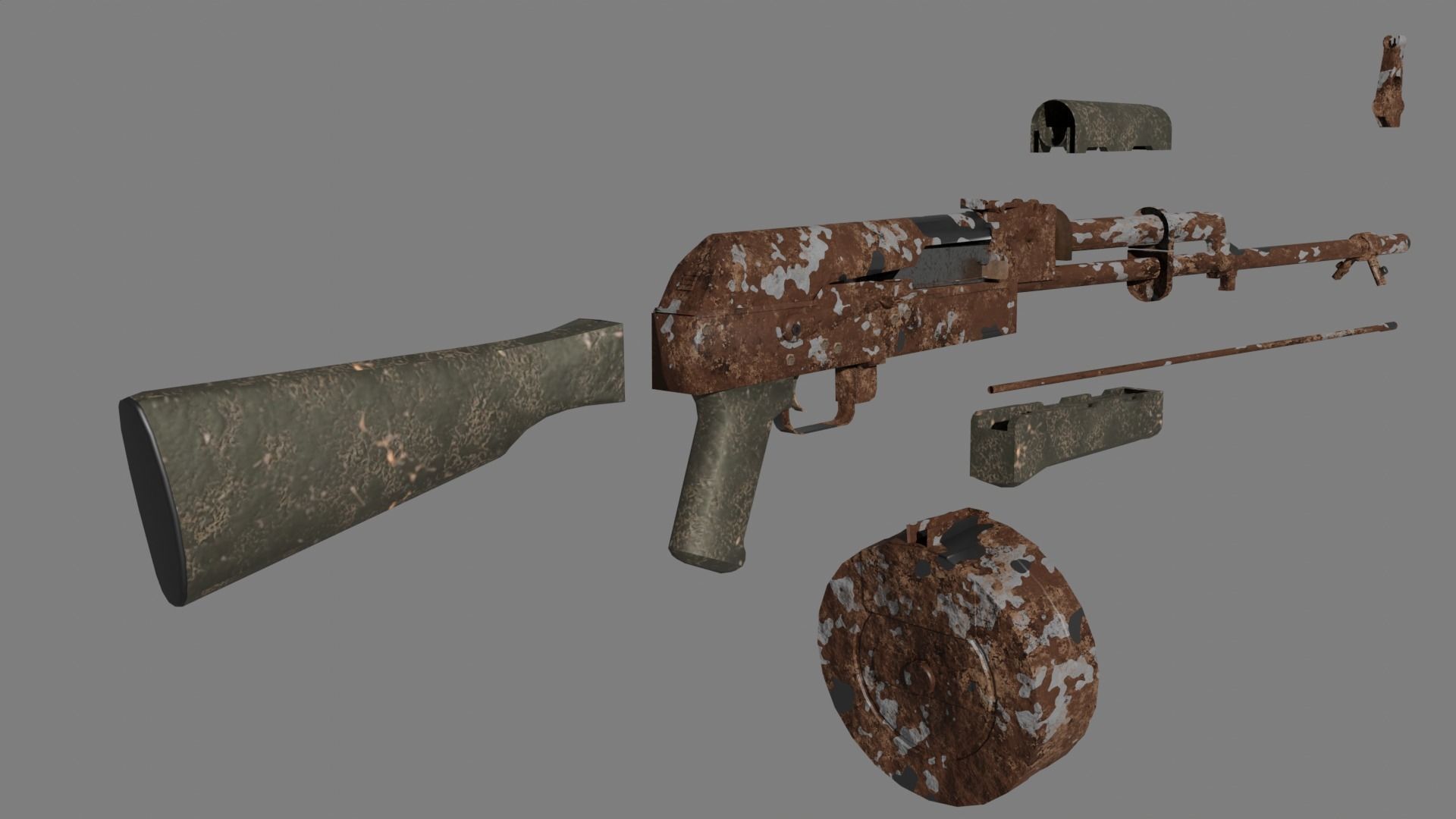 Rusty Machinegun RPK Rust Weapon free VR / AR / low-poly 3D model ...