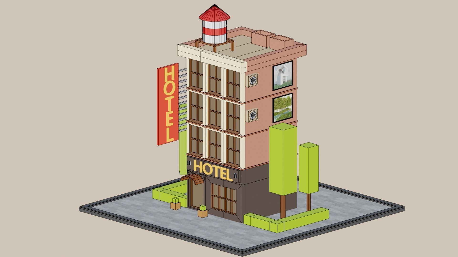 3D model HOTEL VR / AR / low-poly | CGTrader